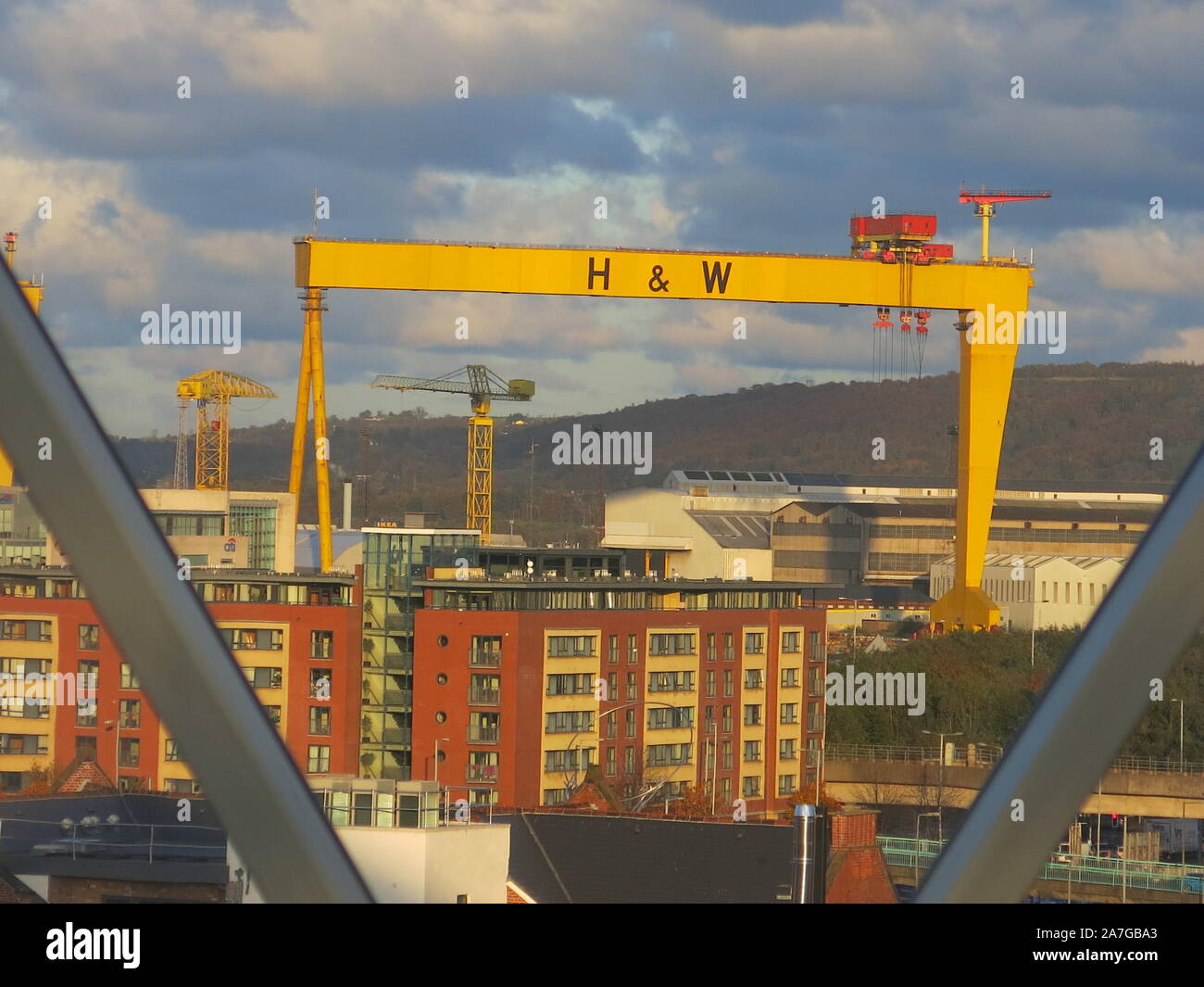 The Belfast skyline and the iconic Harland and Wolff yellow gantry ...