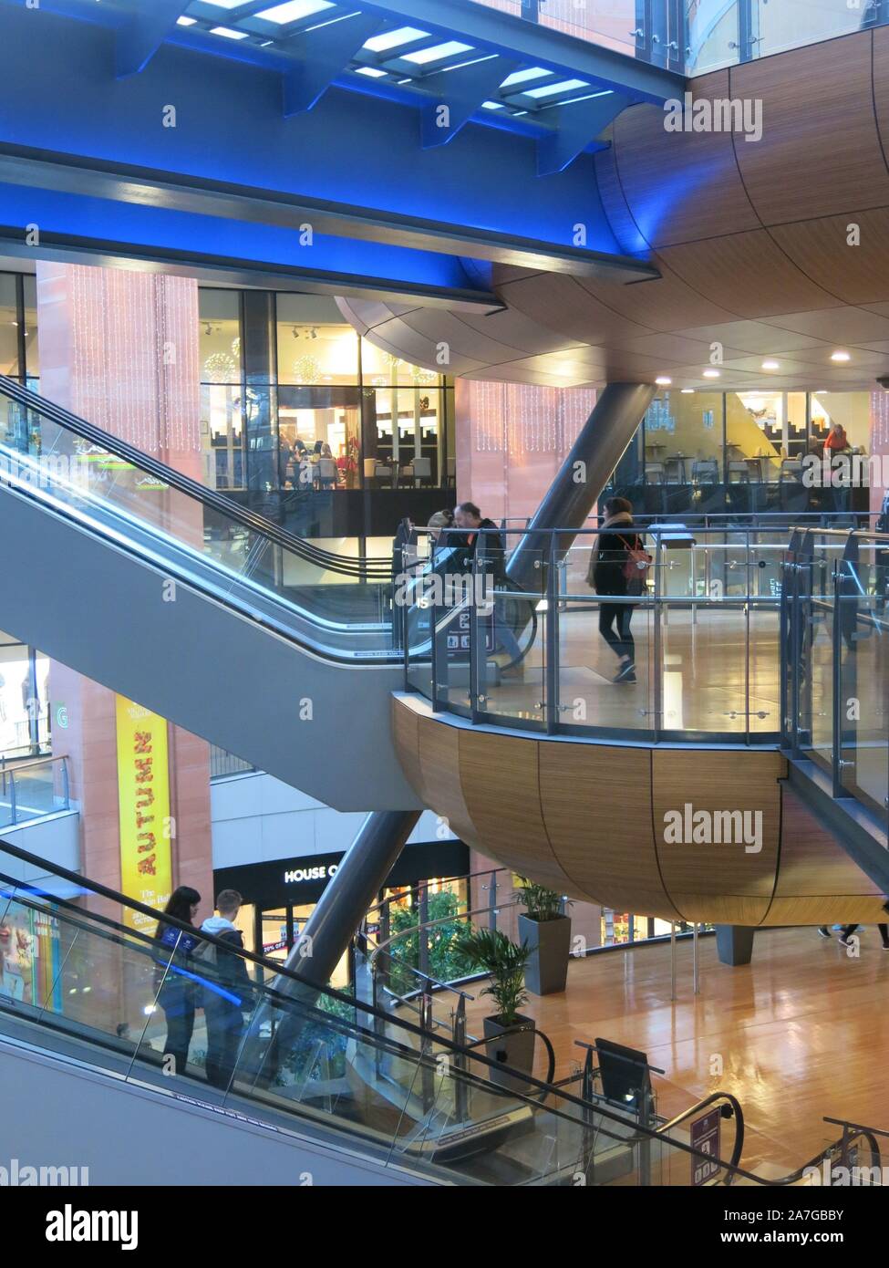 View of the staircases, escalators, walkways and bridges in the ...