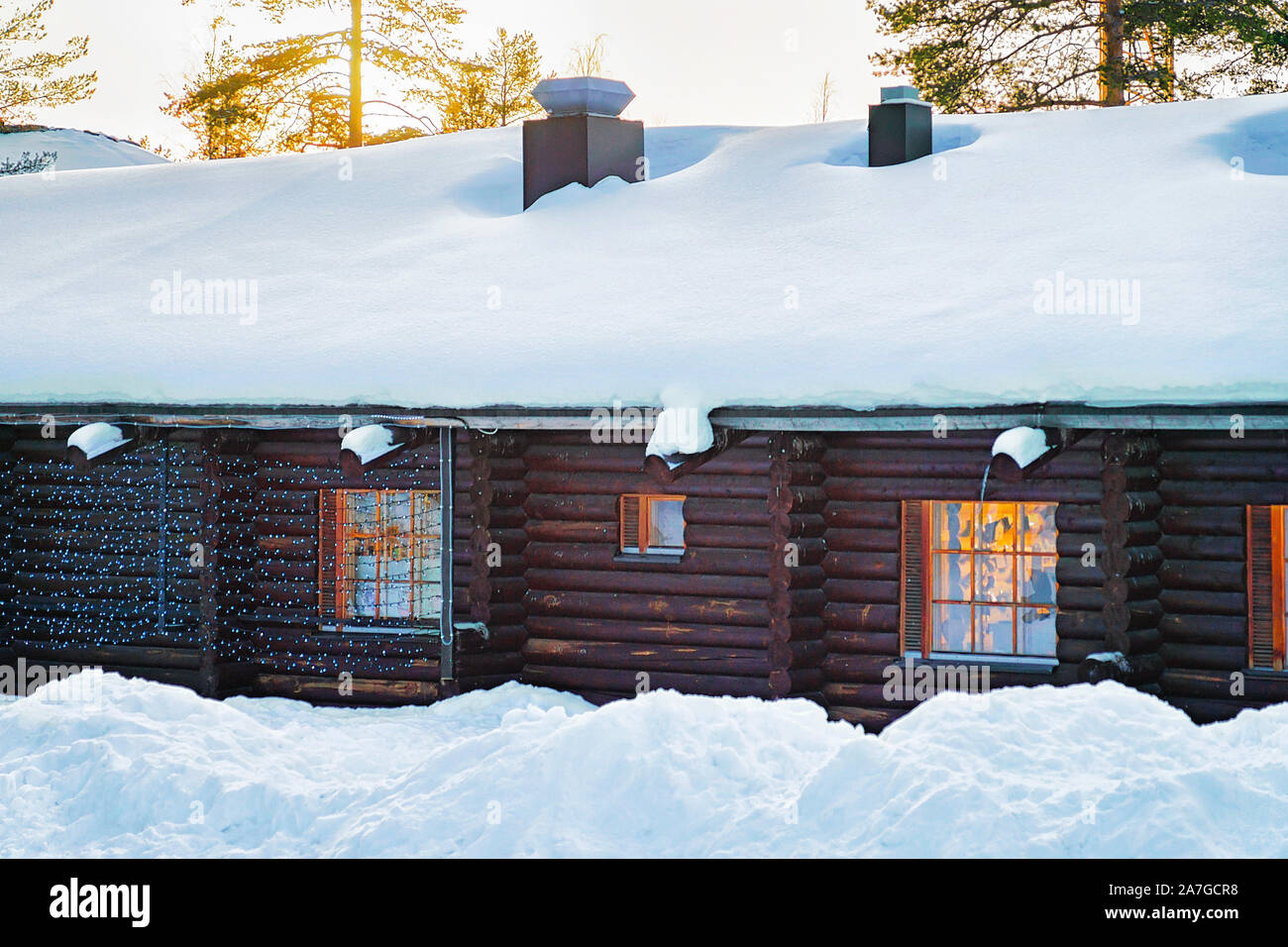 Santa Claus Post Office in Santa Village at sunset Stock Photo - Alamy