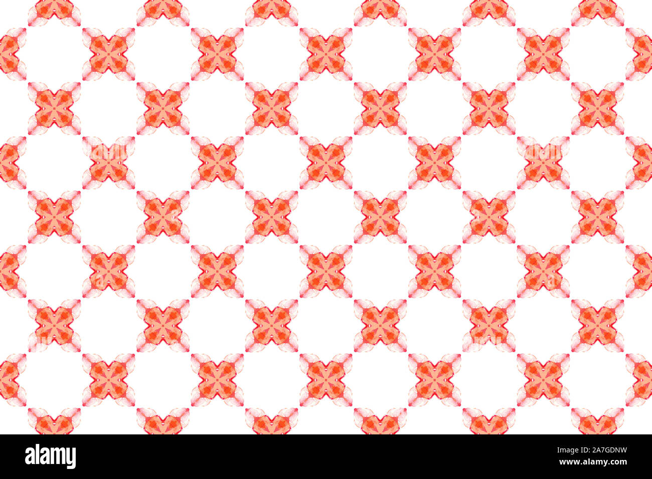 Watercolor seamless geometric pattern. In orange and red colors on ...