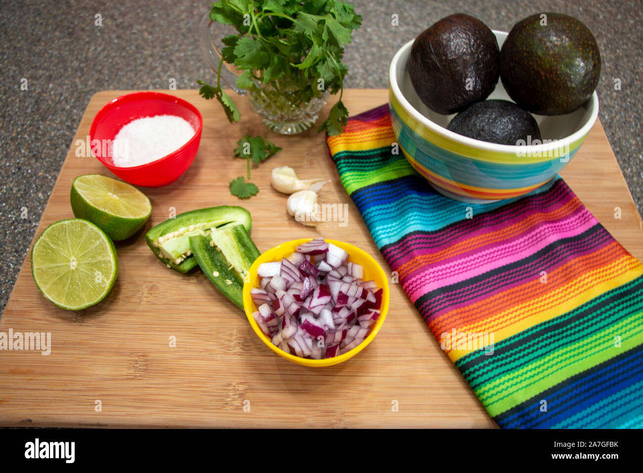 Fresh Uncut Organic Avocados with Other Spices to Make Guacamole Stock ...