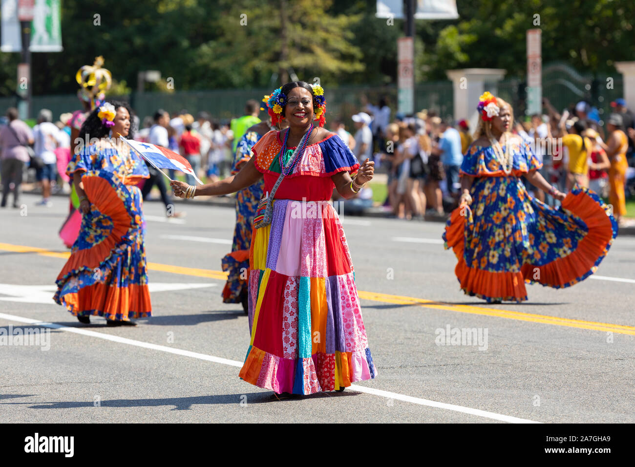 Washington DC, USA - September 21, 2019: The Fiesta DC, Women wearing ...