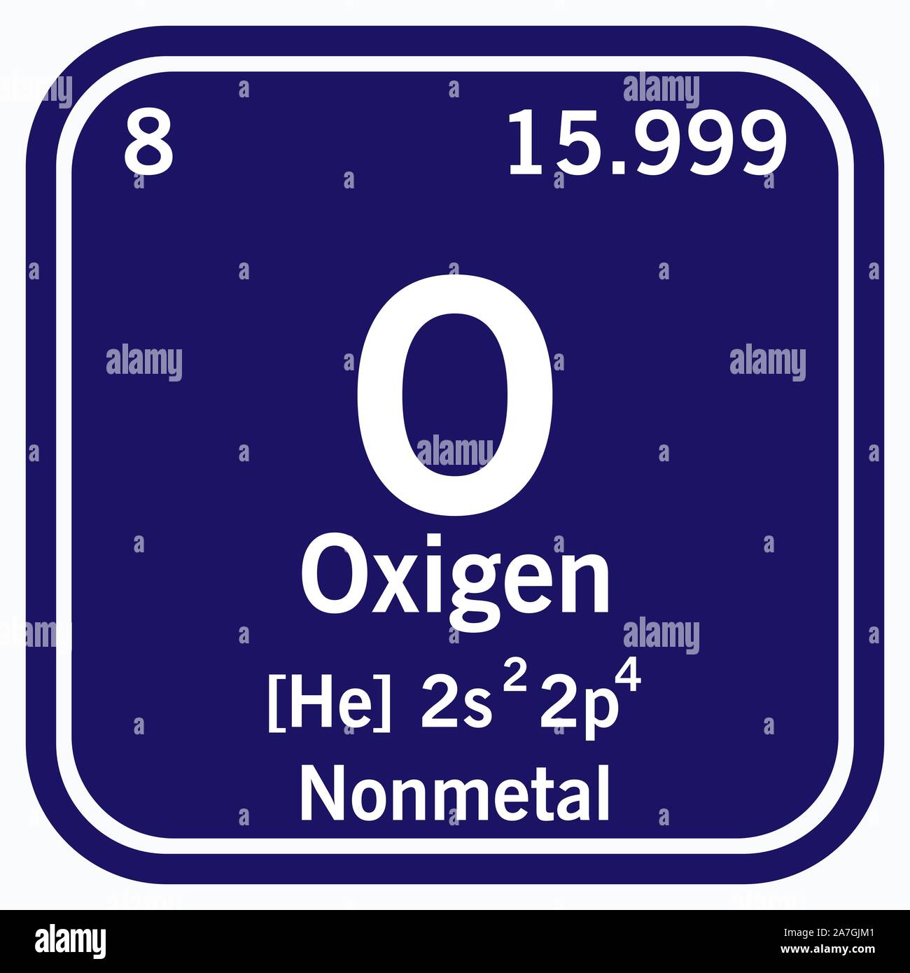 Oxygen Periodic Table of the Elements Vector illustration eps 10 Stock ...