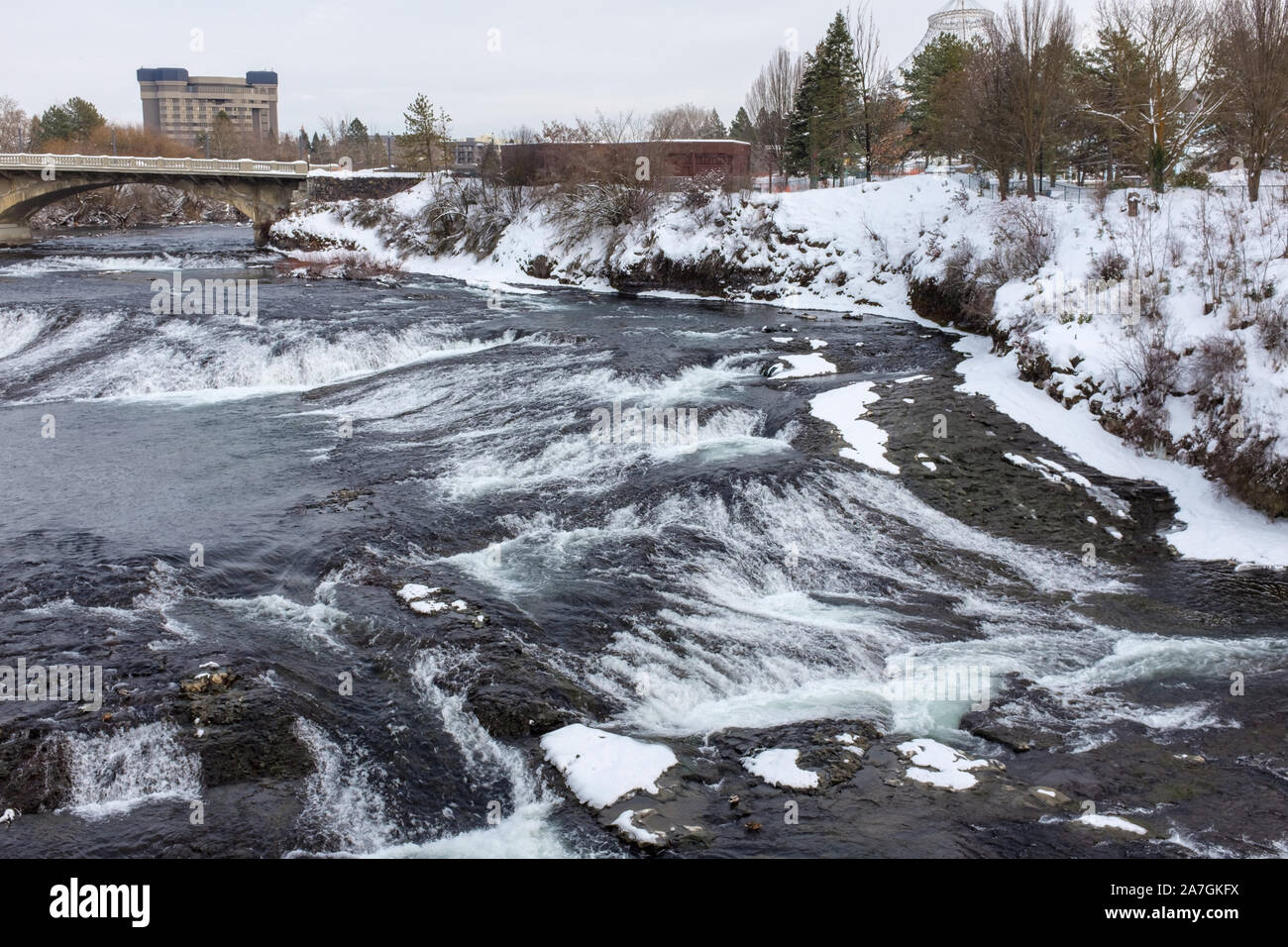 Spokane River in winter in Spokane, Washington, USA Stock Photo - Alamy