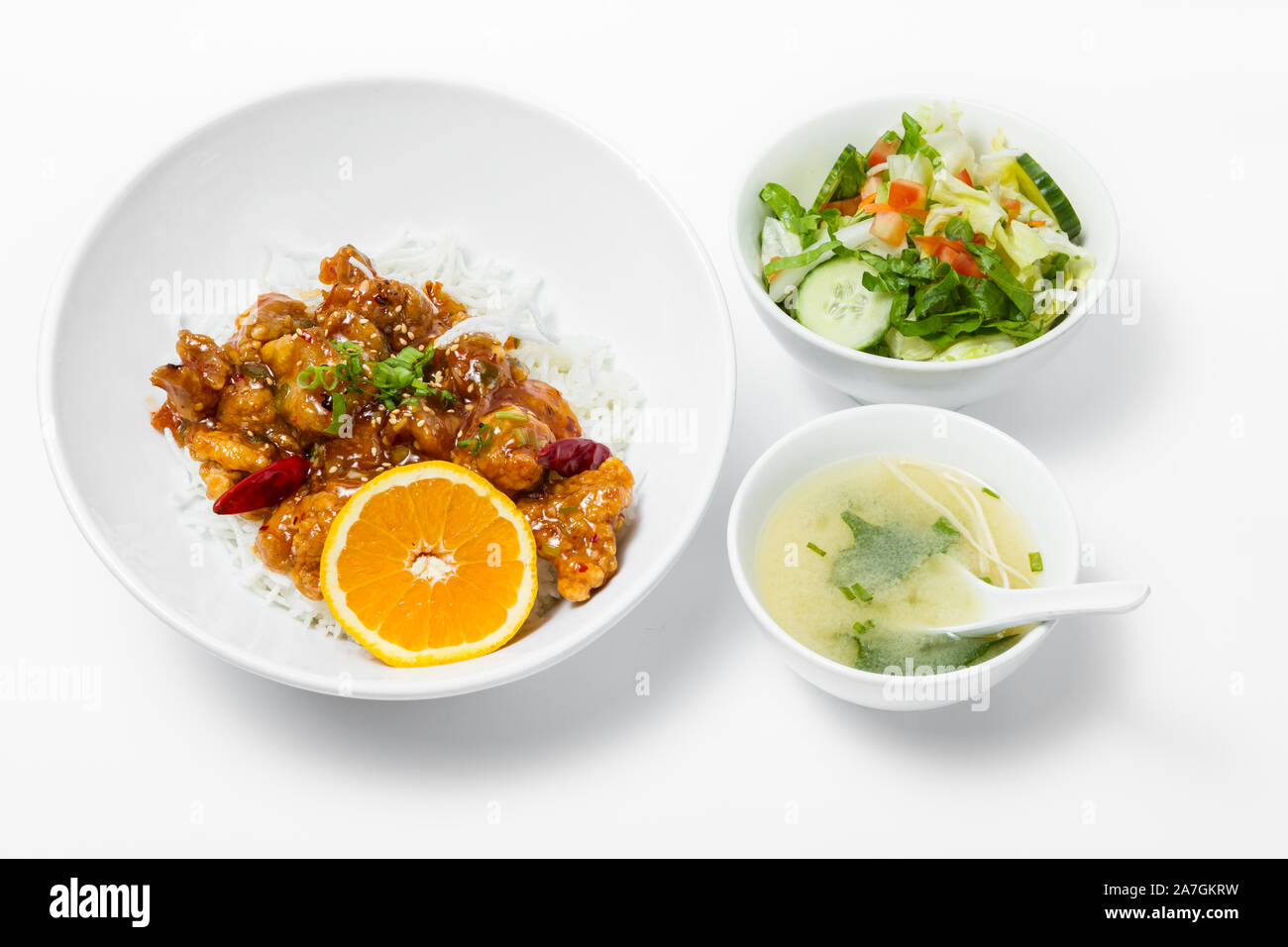 close up of a traditional pan asian food dish isolated on a white ...