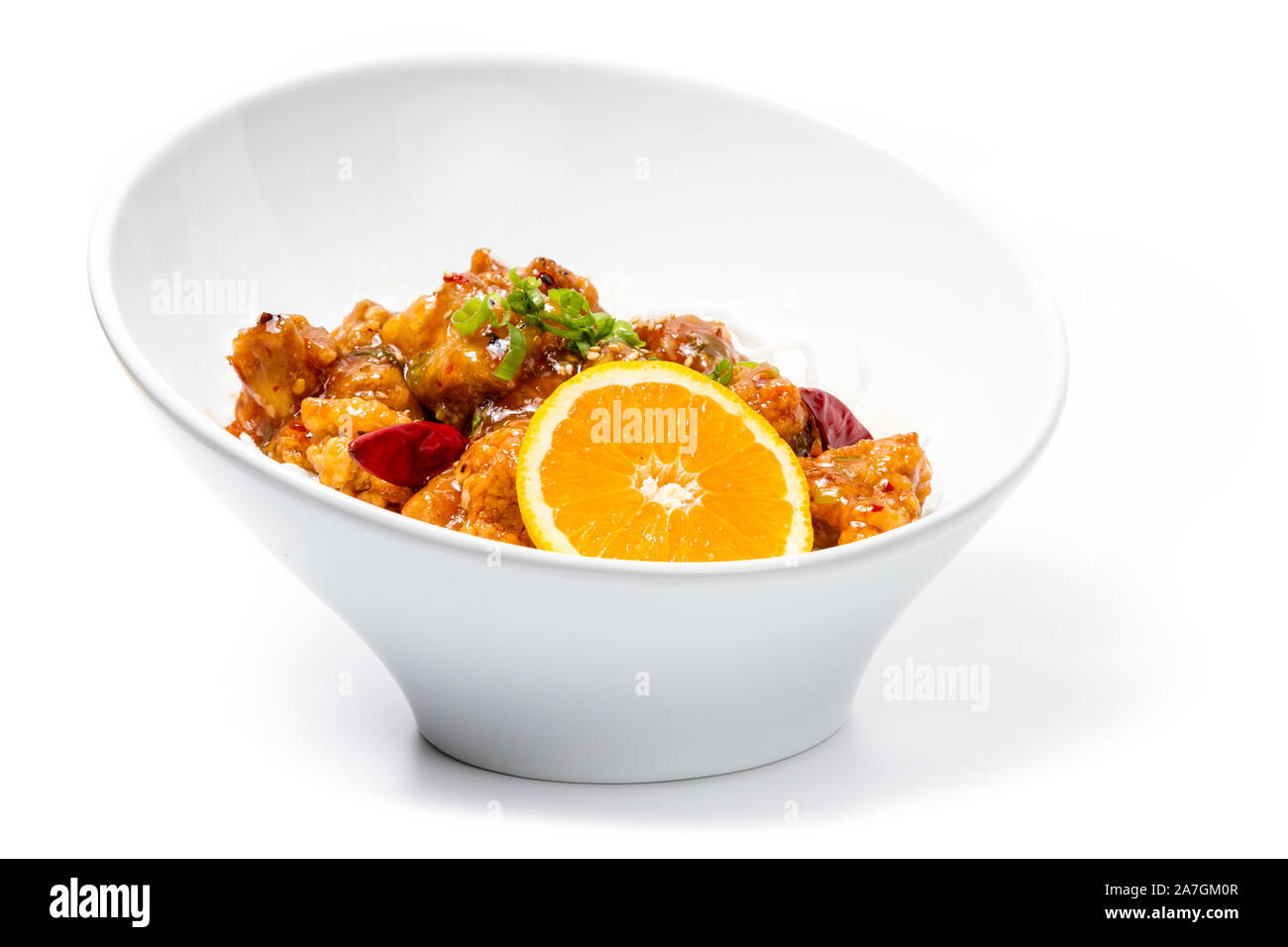 close up of a traditional pan asian food dish isolated on a white ...
