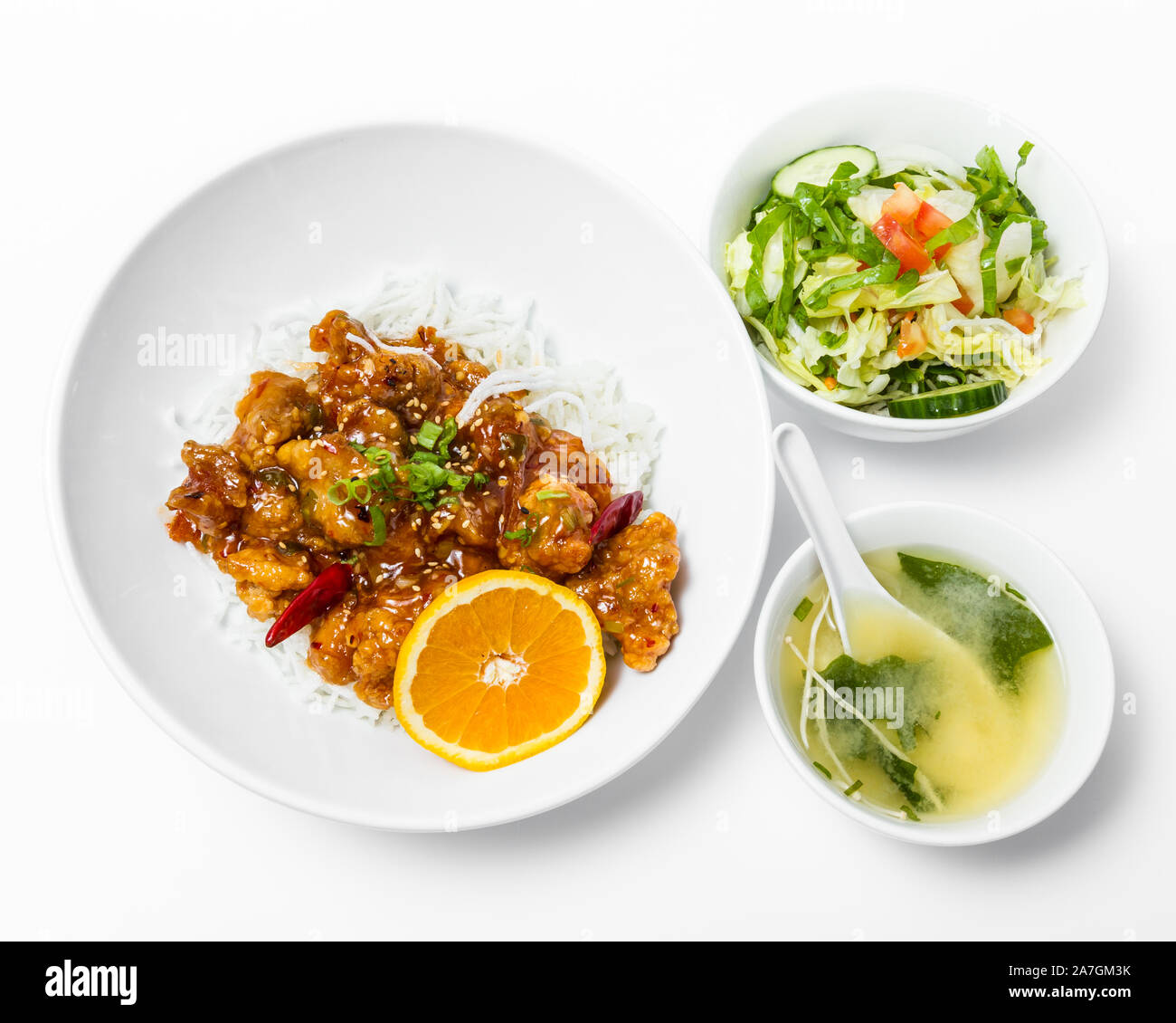 close up of a traditional pan asian food dish isolated on a white ...