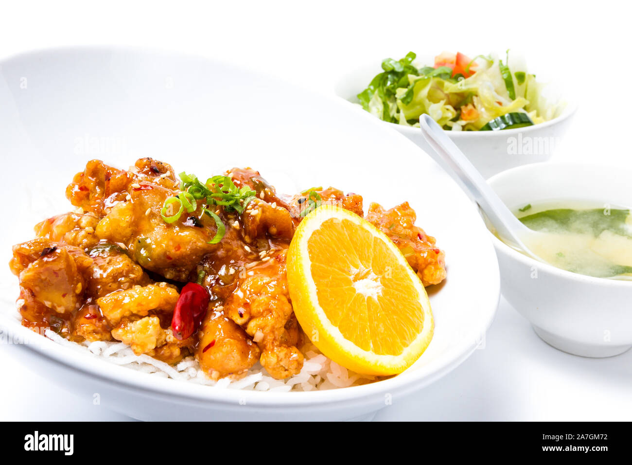 close up of a traditional pan asian food dish isolated on a white ...
