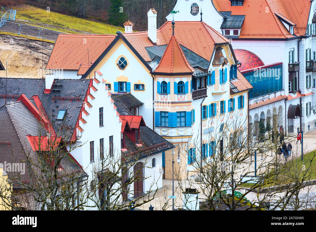 Fussen, Germany - December 27, 2016: Beautiful painted traditional ...