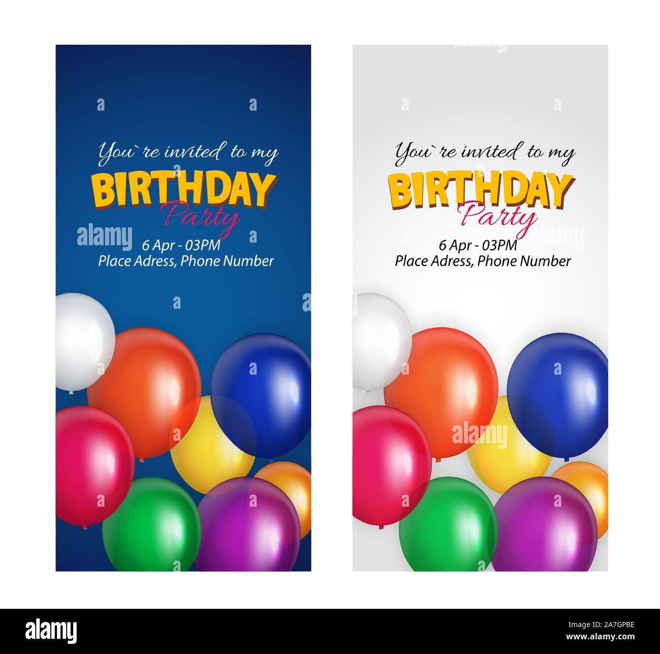 Abstract Birthday Party Invitation with Empty Place for Photo. Vector ...