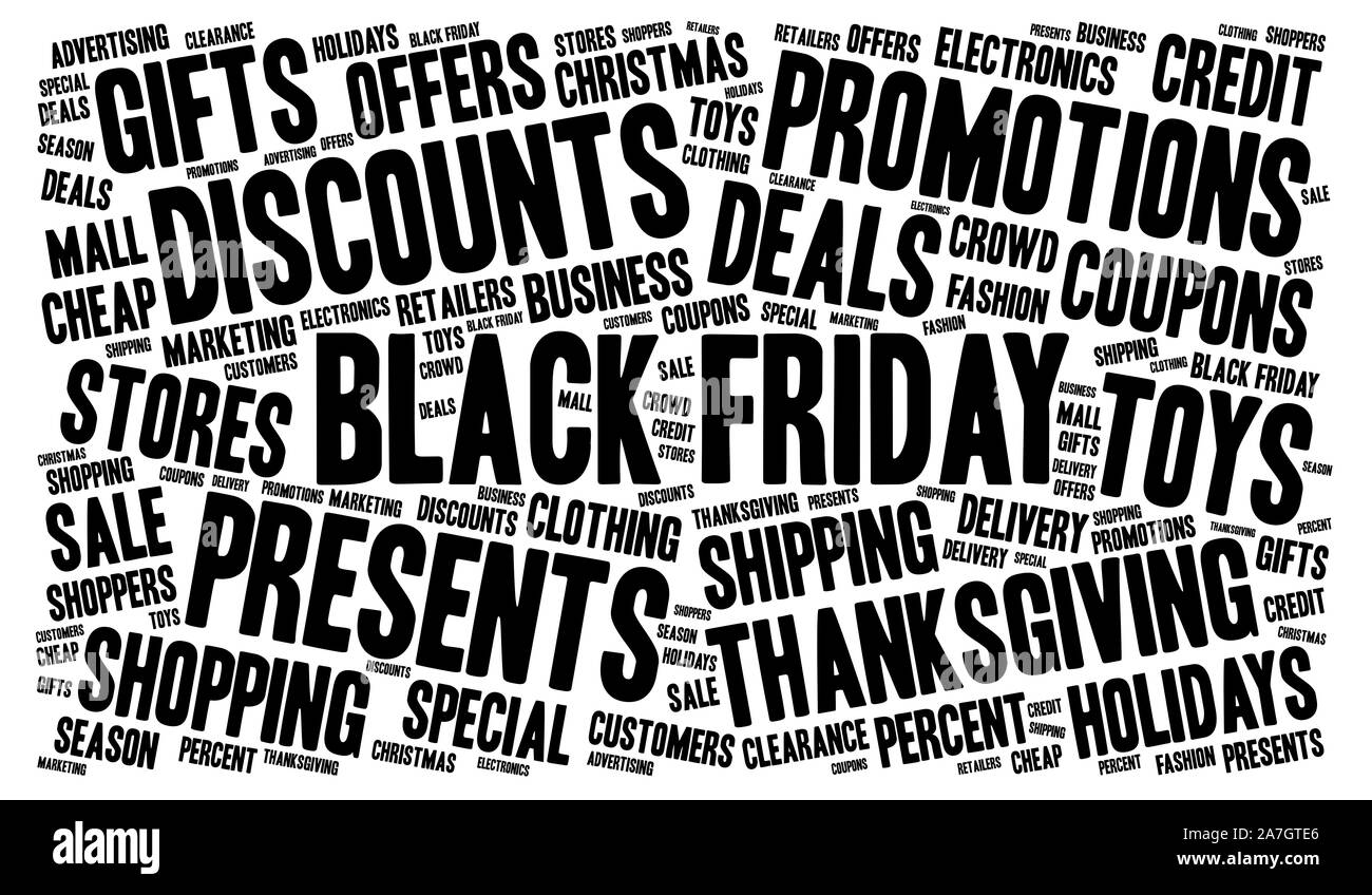 Black friday word cloud concept Stock Photo - Alamy