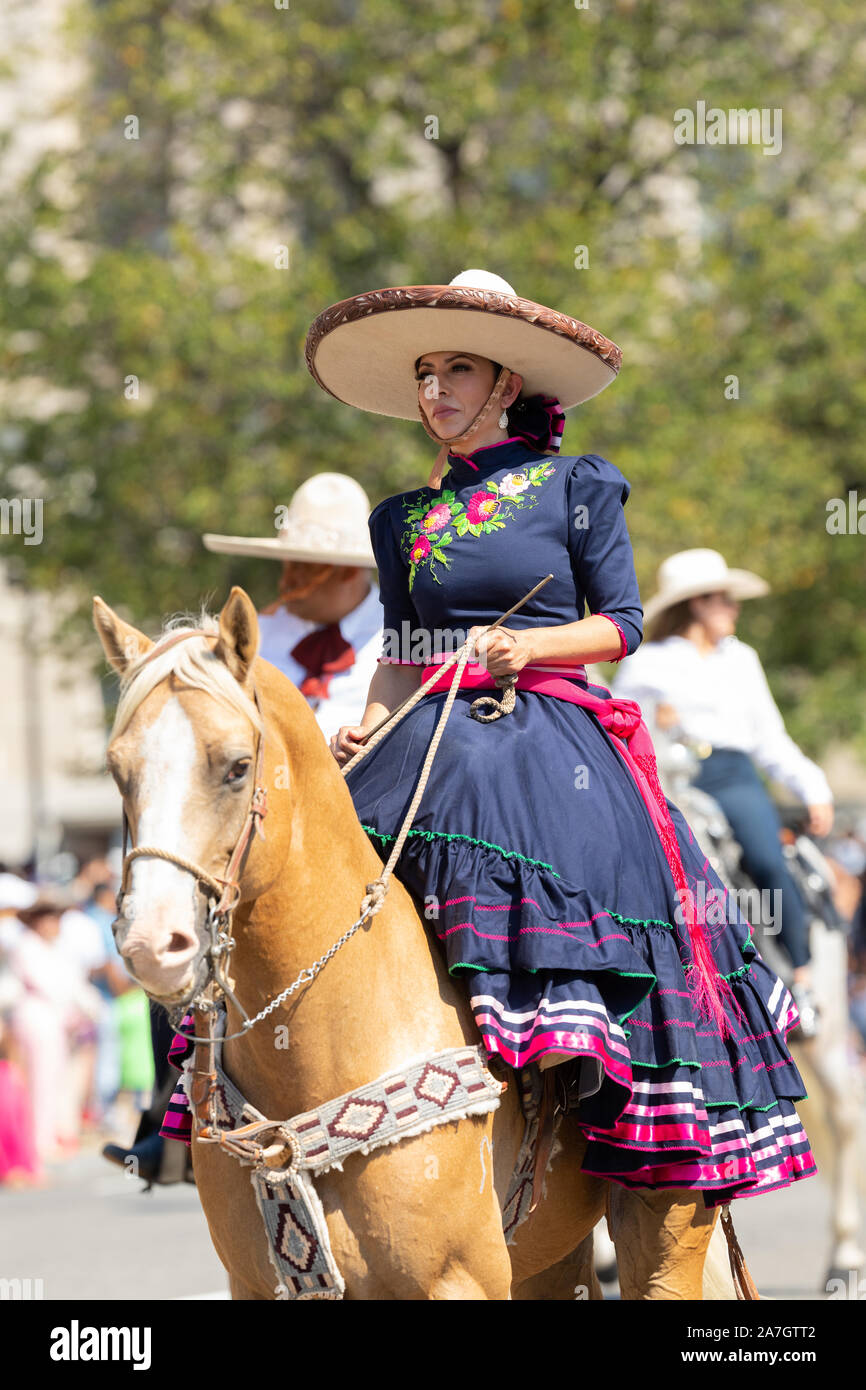 Washington DC, USA - September 21, 2019: The Fiesta DC, Mexican woman ...