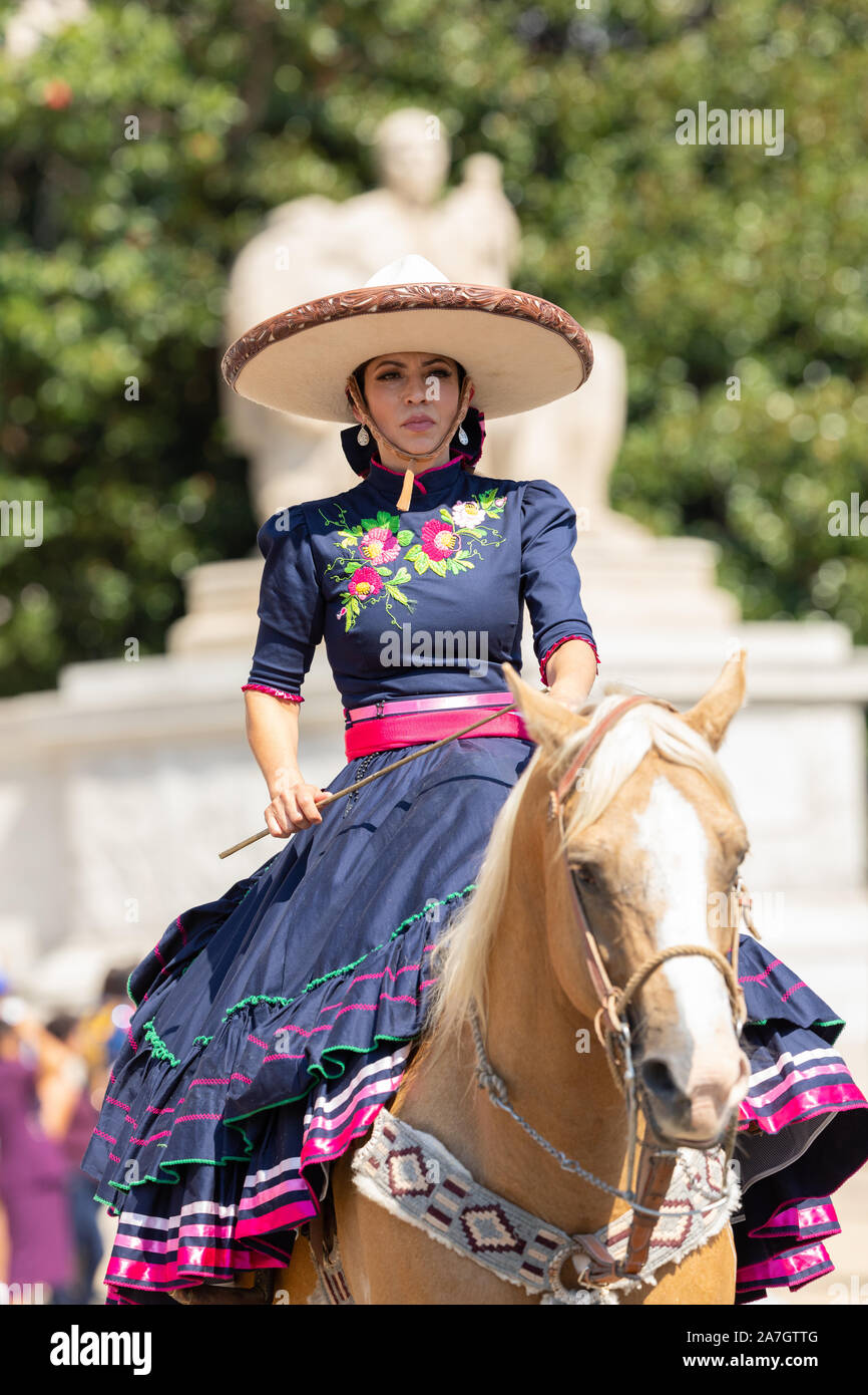 Washington DC, USA - September 21, 2019: The Fiesta DC, Mexican woman ...