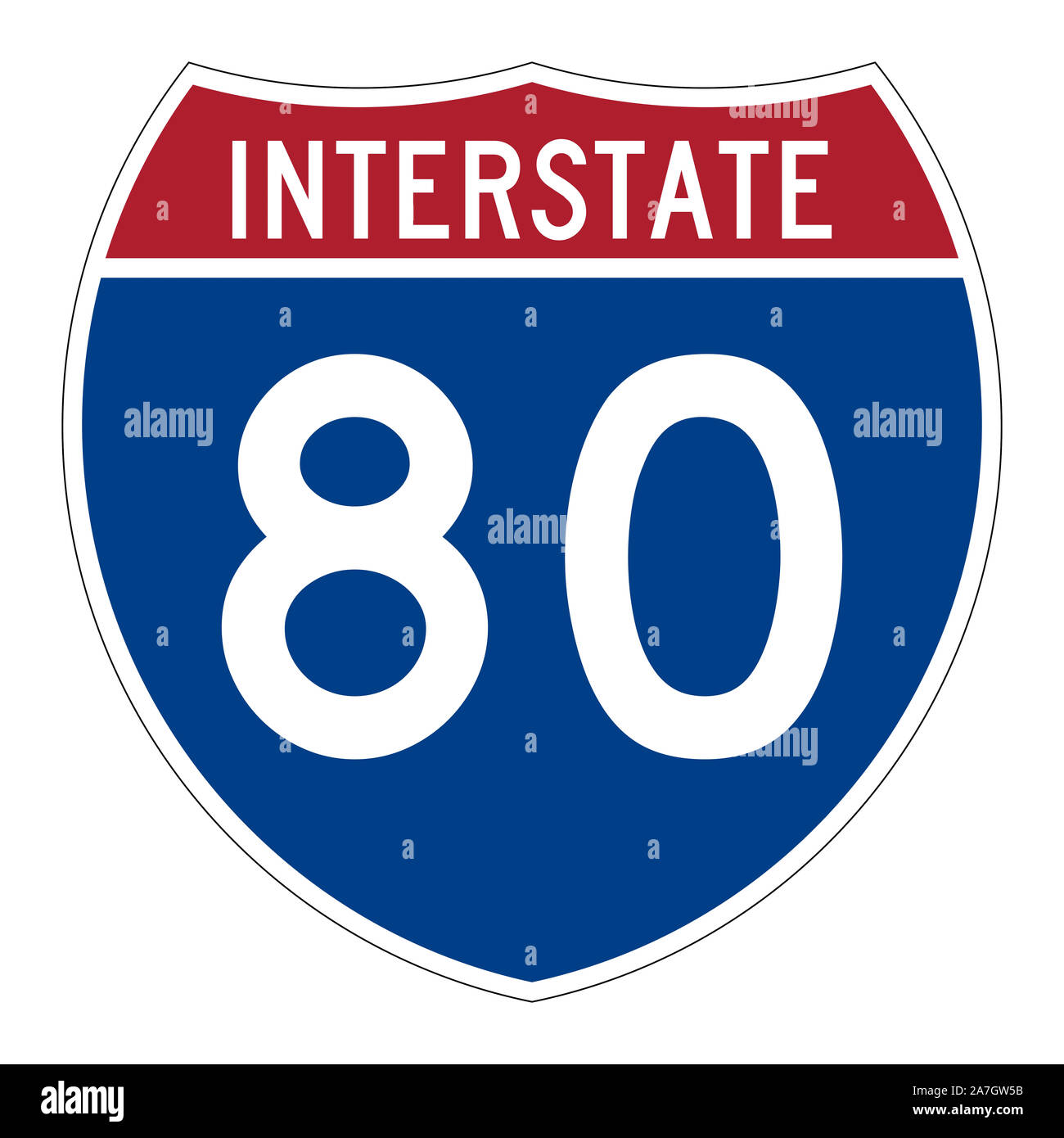 Interstate highway 80 road sign Stock Photo - Alamy
