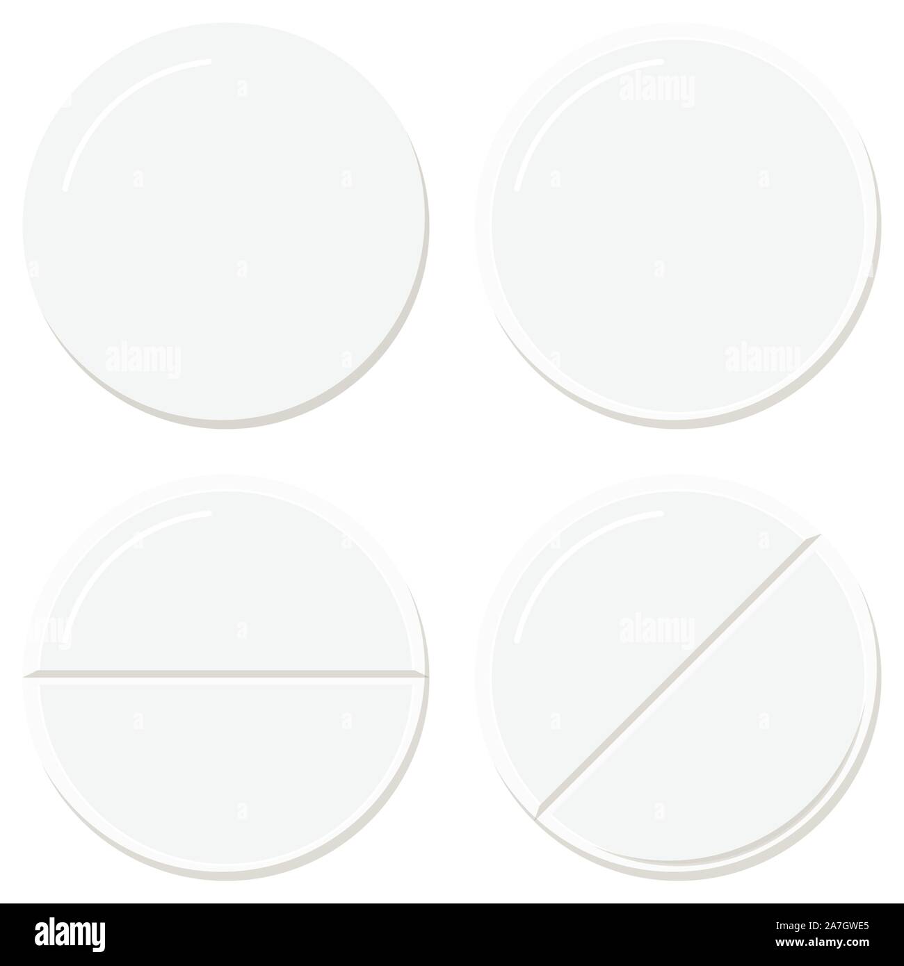 White round pills templates set isolated on white background Stock ...