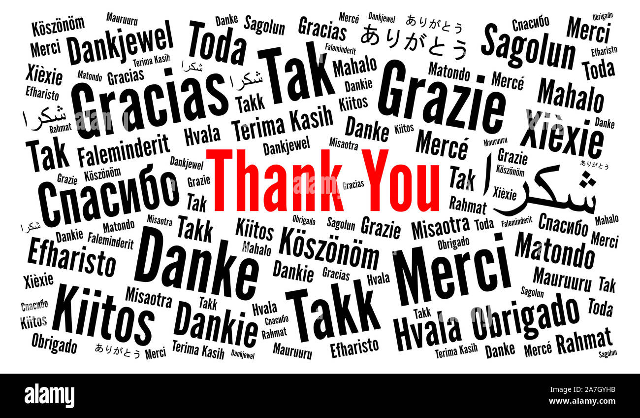 Thank You illustration word cloud in different languages Stock Photo ...