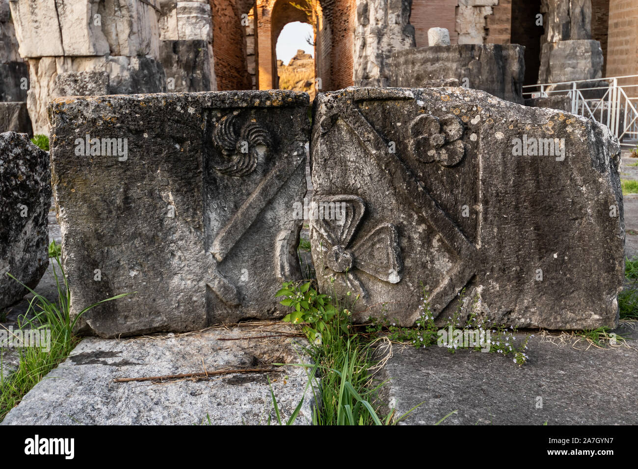 The ruins of the Roman amphitheater located in the Ancient Capua ...