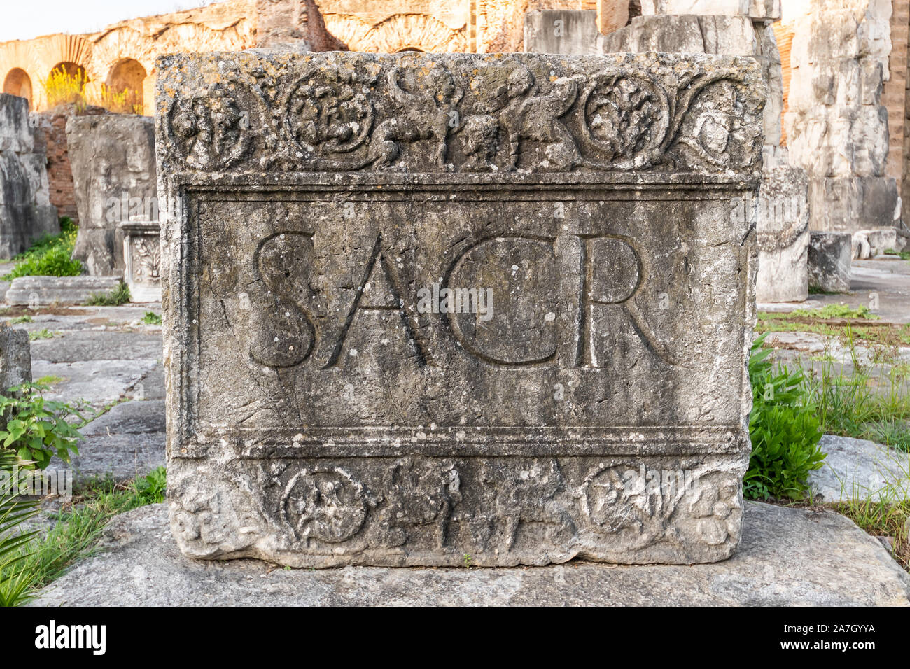 The ruins of the Roman amphitheater located in the Ancient Capua ...
