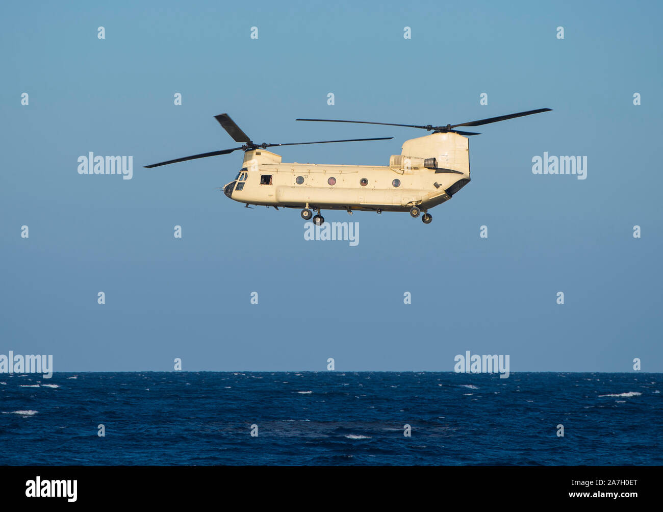 Egyptian military chinook transport helicopterairborne in flight over ...