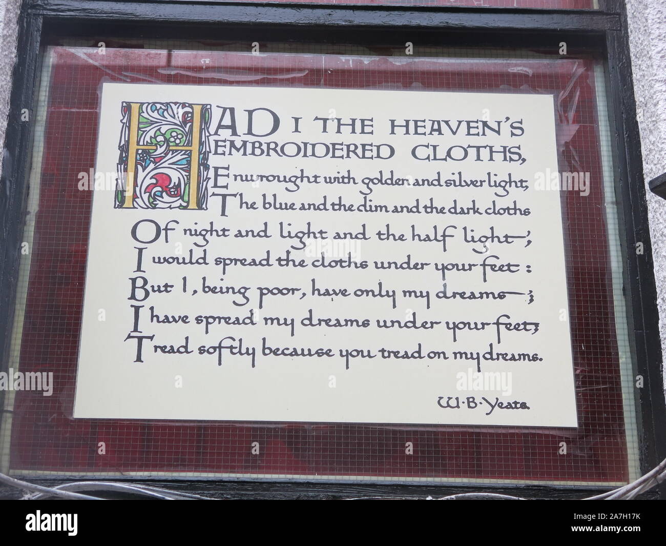 A poem by W B Yeats is part of the street art that adorns the buildings ...