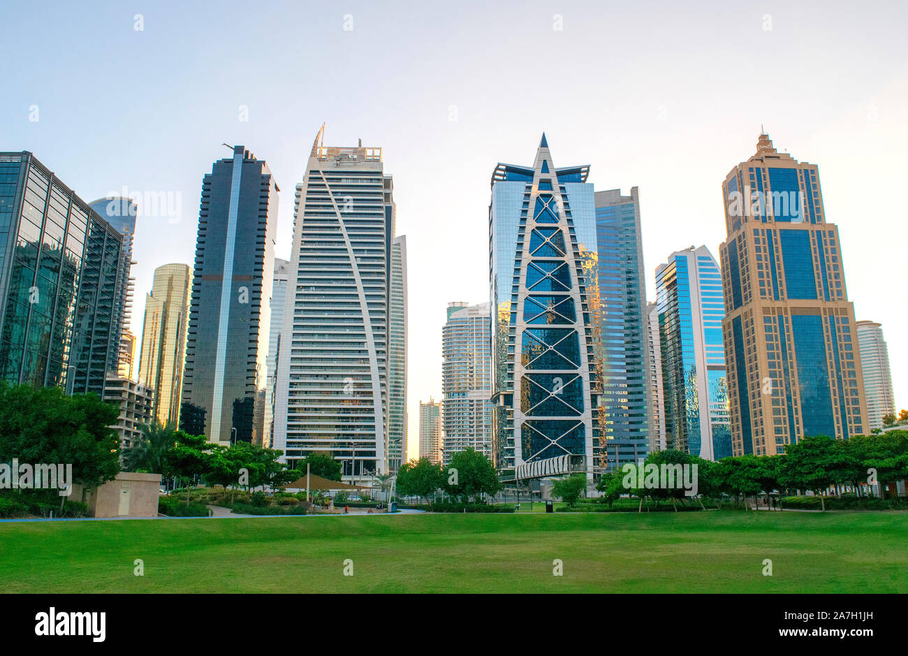 Dubai / UAE - October 15, 2019: View of Jumeirah Lakes Towers ...