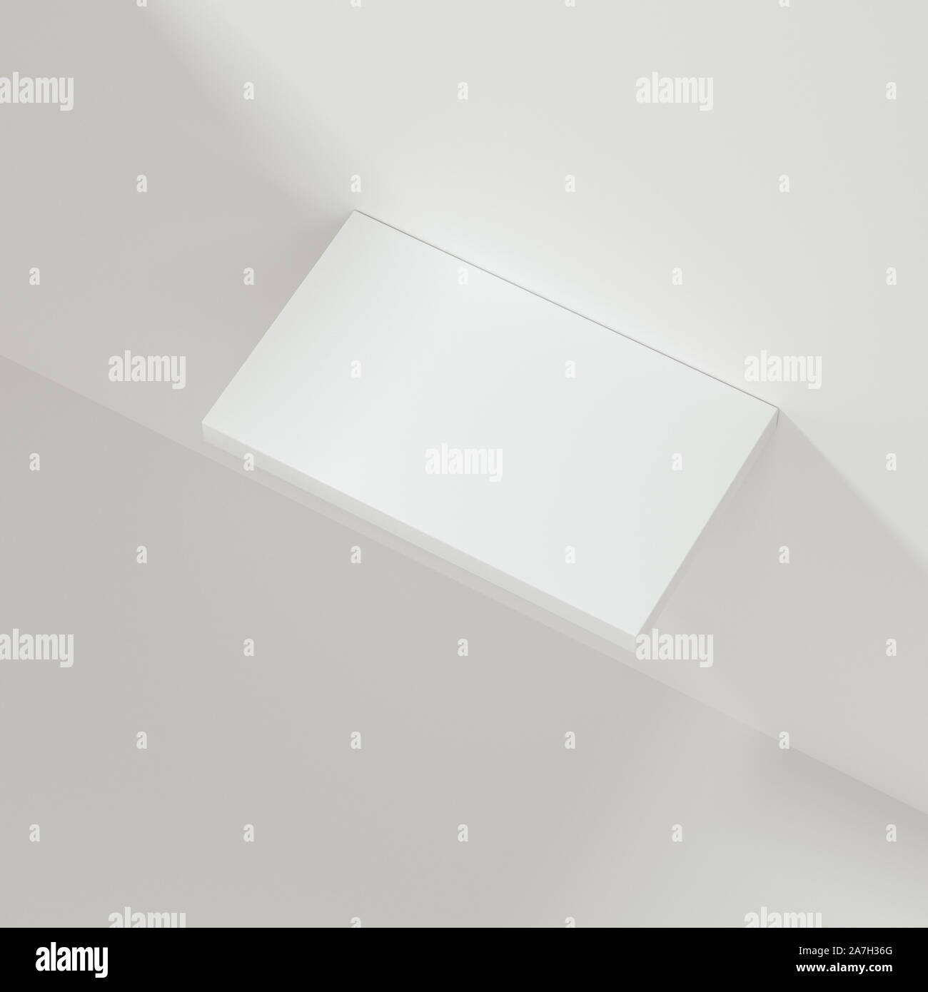 White empty cube shelf in the empty room, 3d rendering. Computer ...