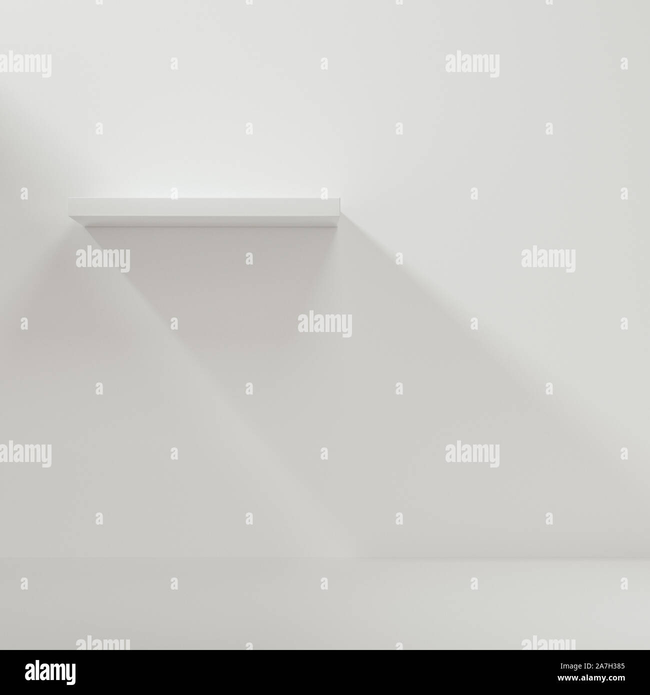 White empty cube shelf in the empty room, 3d rendering. Computer ...