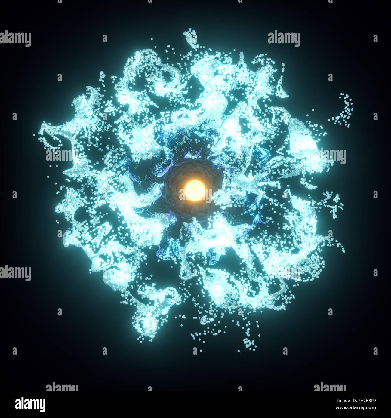 Abstract glowing particles with brilliant light, 3d rendering. Computer ...