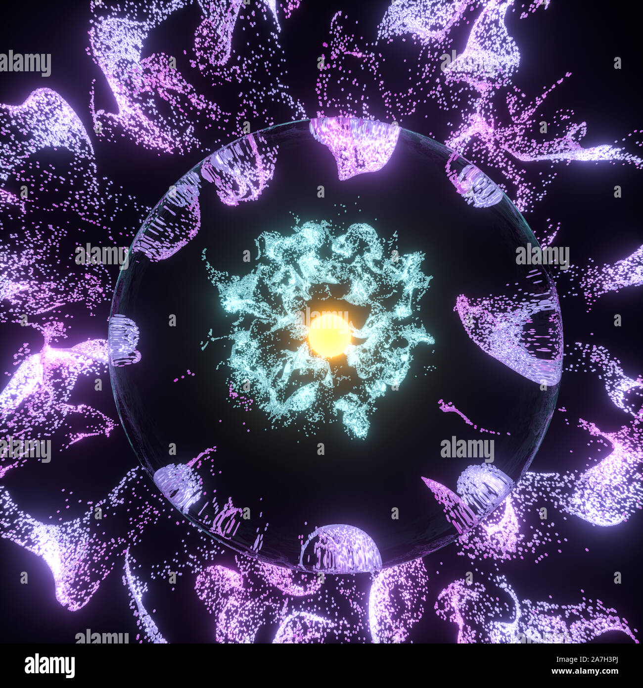 Abstract glowing particles with brilliant light, 3d rendering. Computer ...