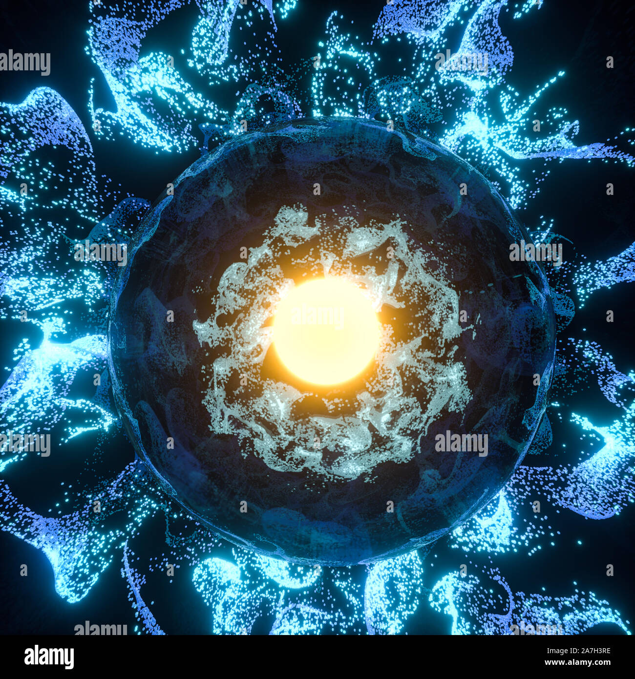 Abstract glowing particles with brilliant light, 3d rendering. Computer ...