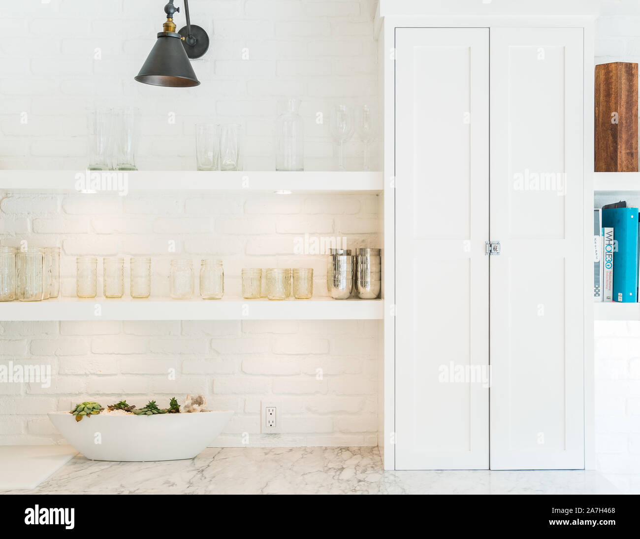 Interior Design of White Modern Rustic Kitchen Stock Photo - Alamy