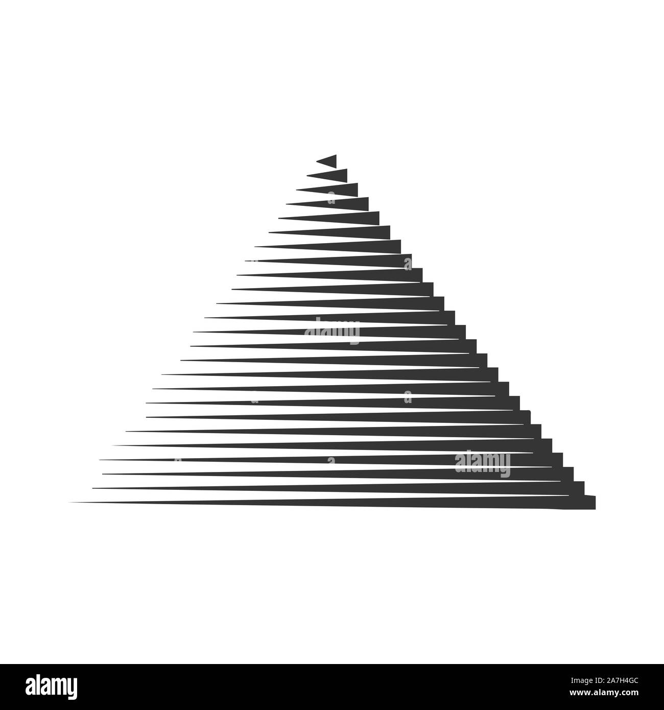 Vector striped pyramid icon. Abstract triangle icon in flat design ...