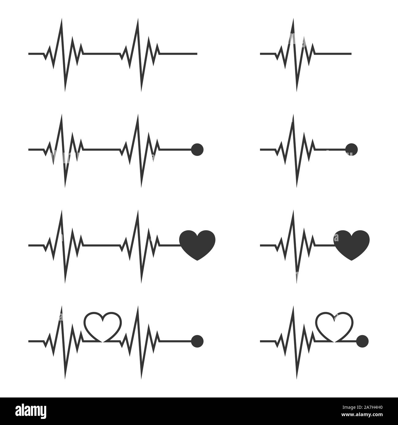 Heartbeat icon isolated. Vector Pulse icon. Set of flat pulse symbols ...
