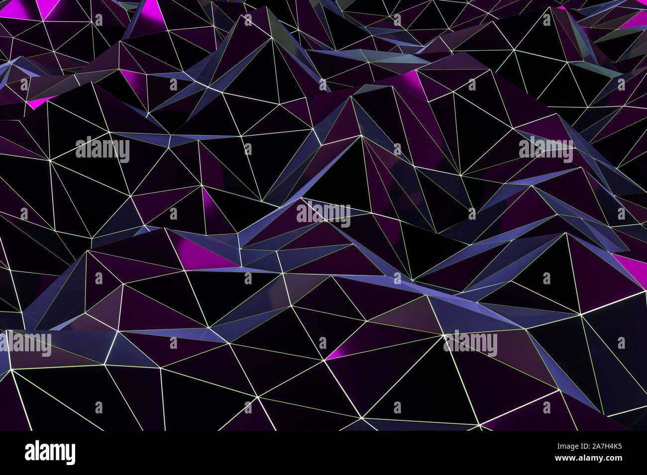 Triangle surface plane with structure lines, 3d rendering. Computer ...