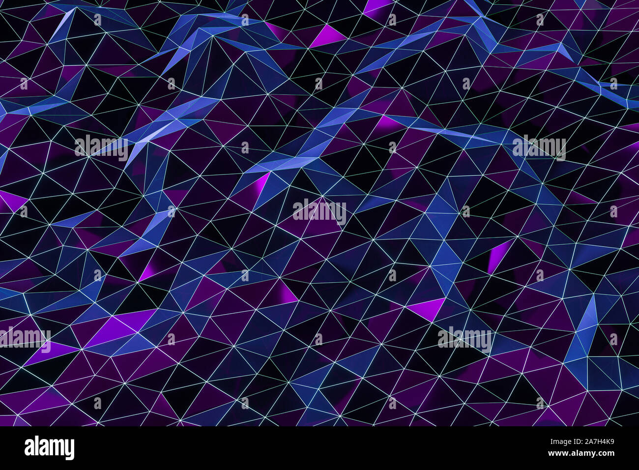 Triangle surface plane with structure lines, 3d rendering. Computer ...
