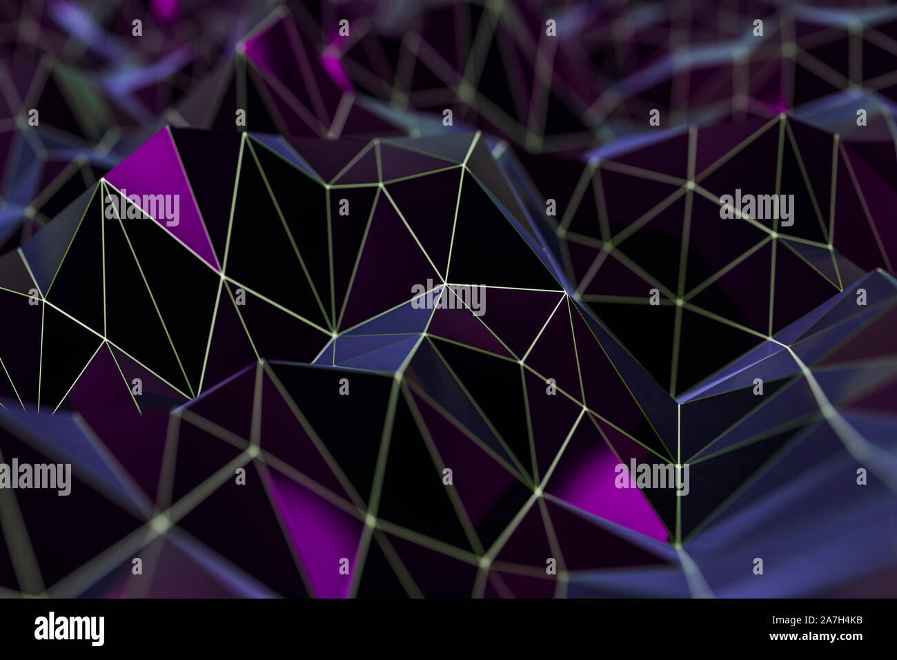 Triangle surface plane with structure lines, 3d rendering. Computer ...