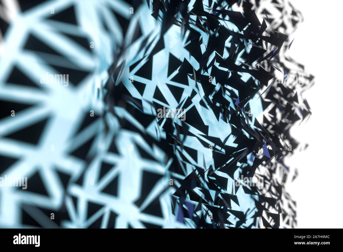 Triangle surface plane with structure lines, 3d rendering. Computer ...