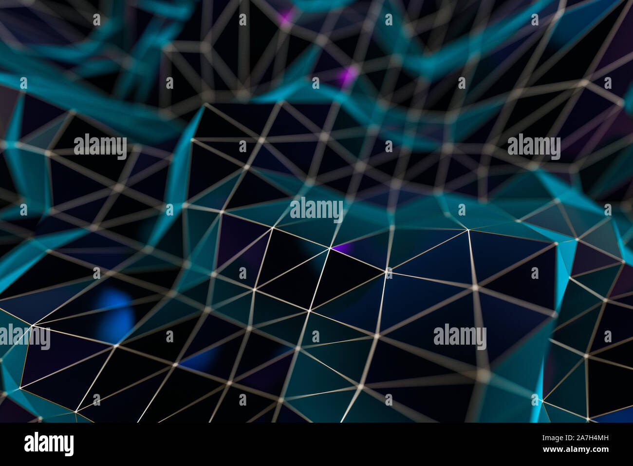Triangle surface plane with structure lines, 3d rendering. Computer ...