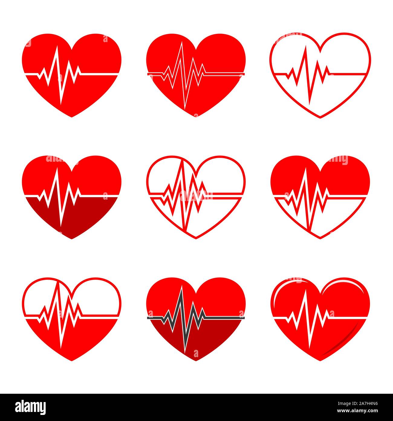 Vector Heartbeat icon isolated. Heart shape with pulse icon. Set of ...