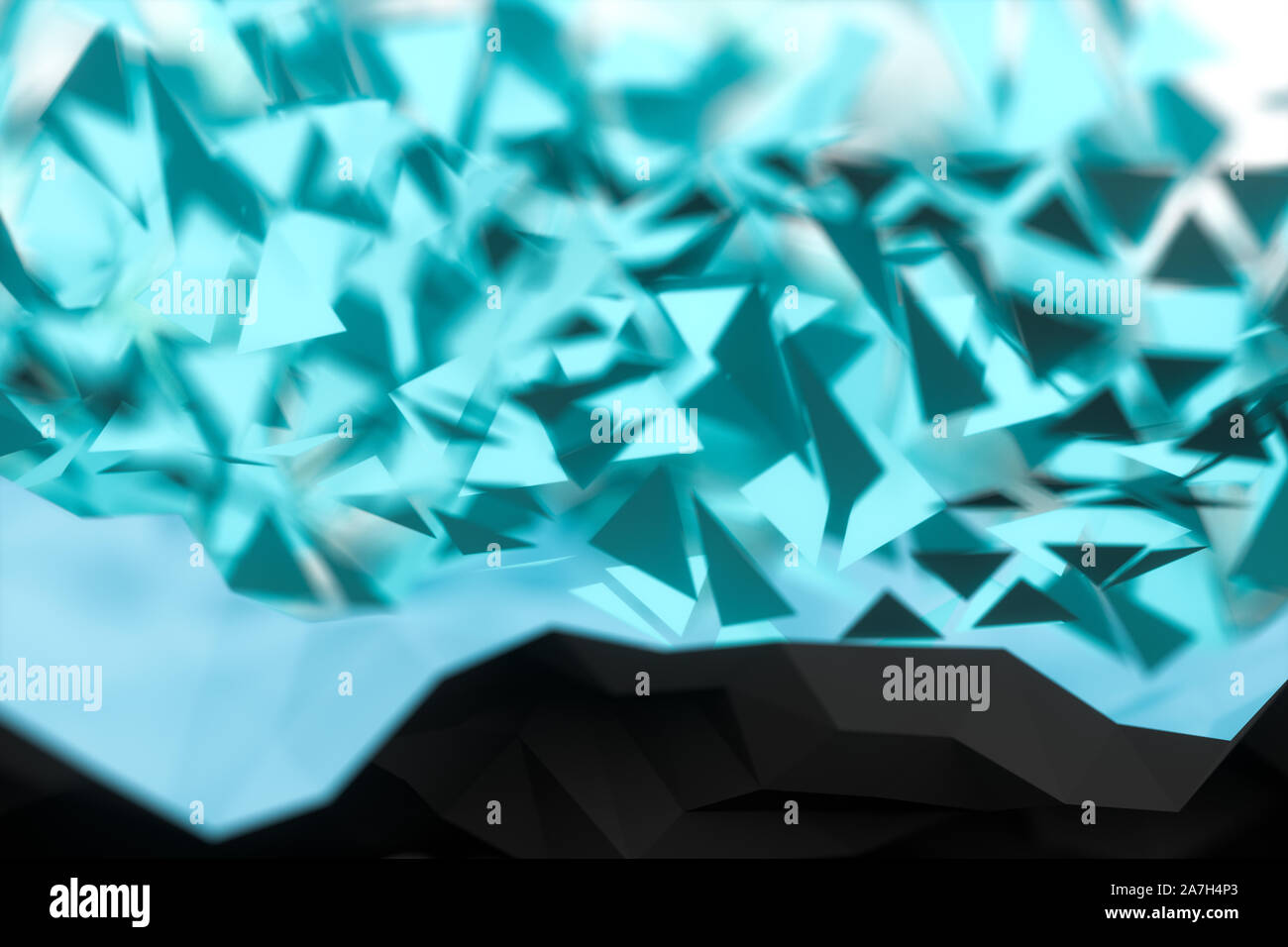 Triangle surface plane with structure lines, 3d rendering. Computer ...