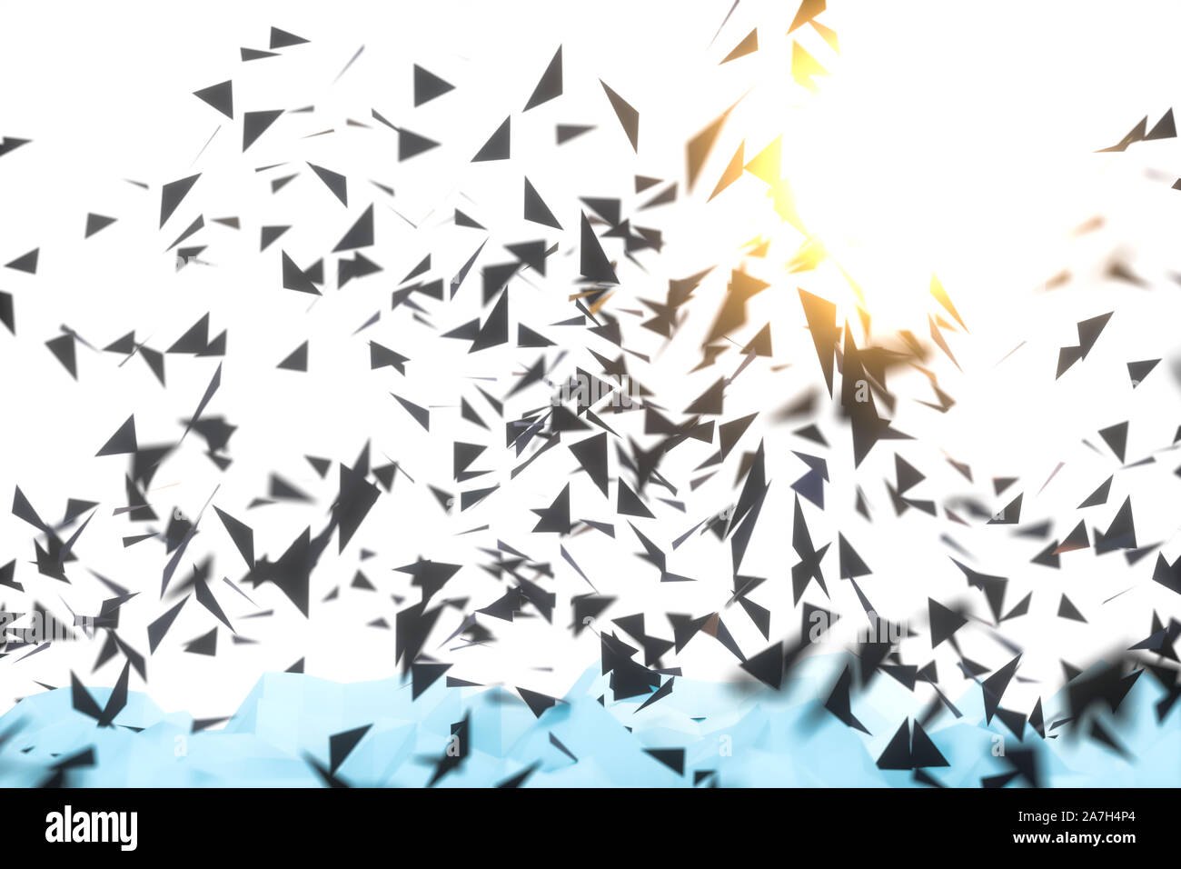 Triangle surface plane with structure lines, 3d rendering. Computer ...
