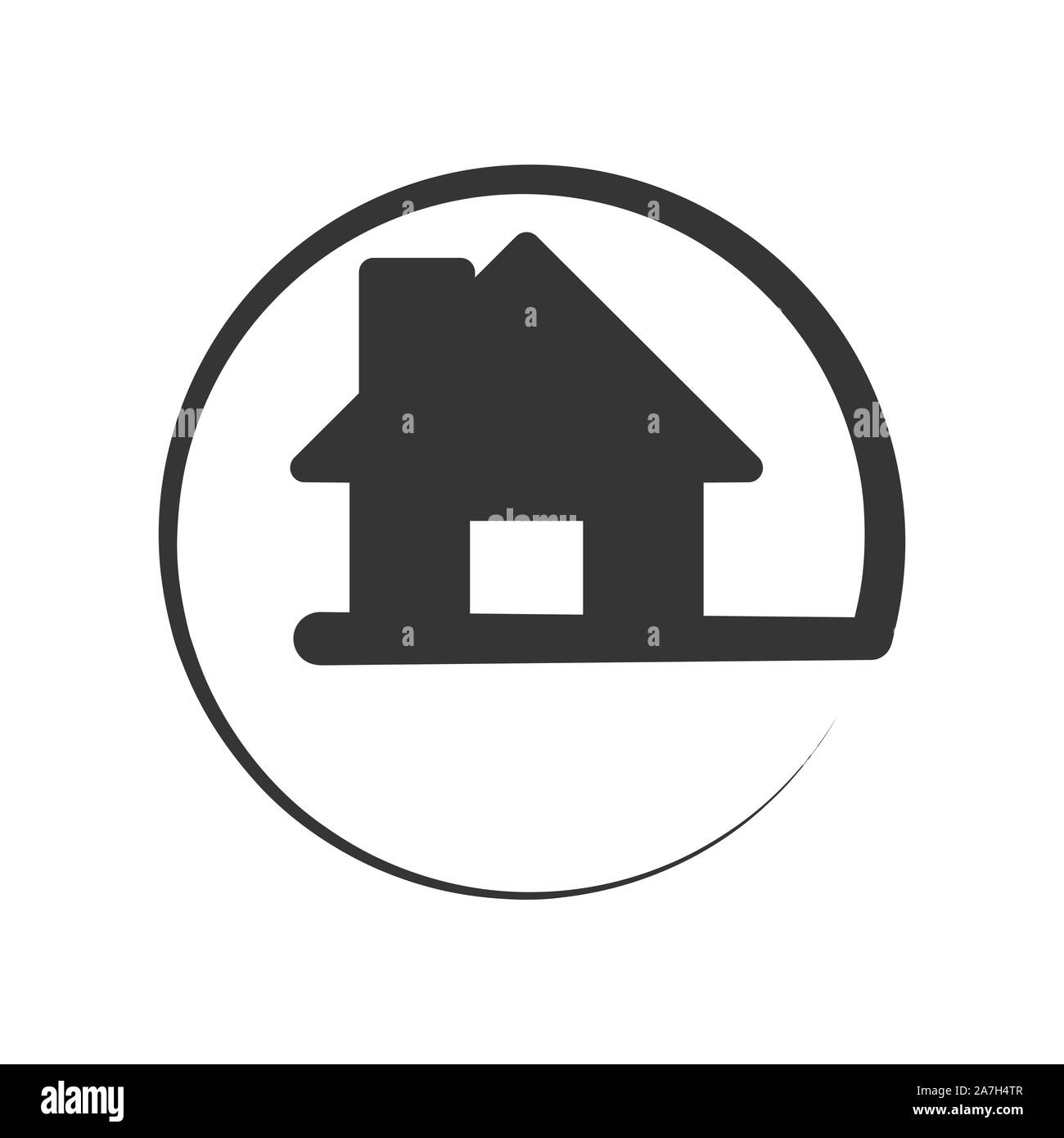 House icon in a circle - vector. Black home icon. Building icon in flat ...