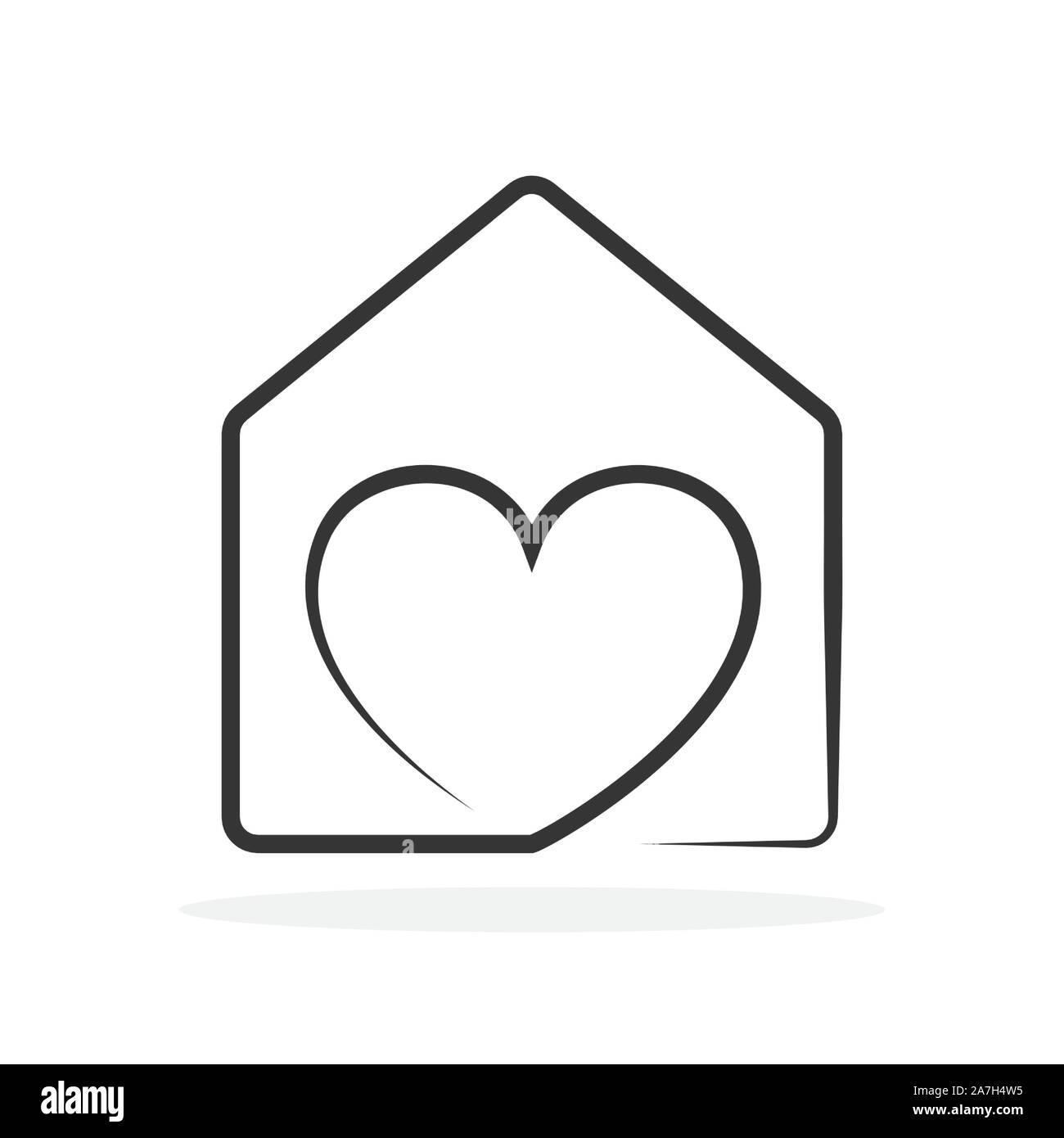 House icon with heart. Vector House icon. Black home icon. Construction ...