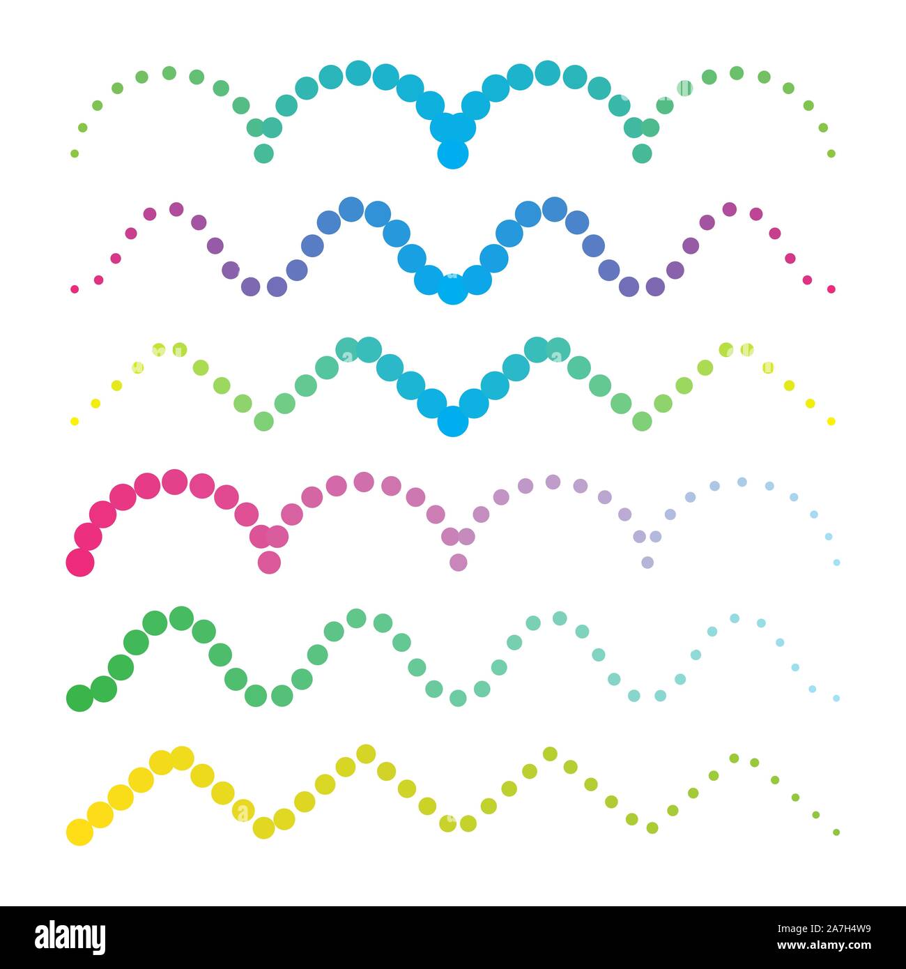 Set of dotted waves. Vector design elements. Colorful dotted lines ...