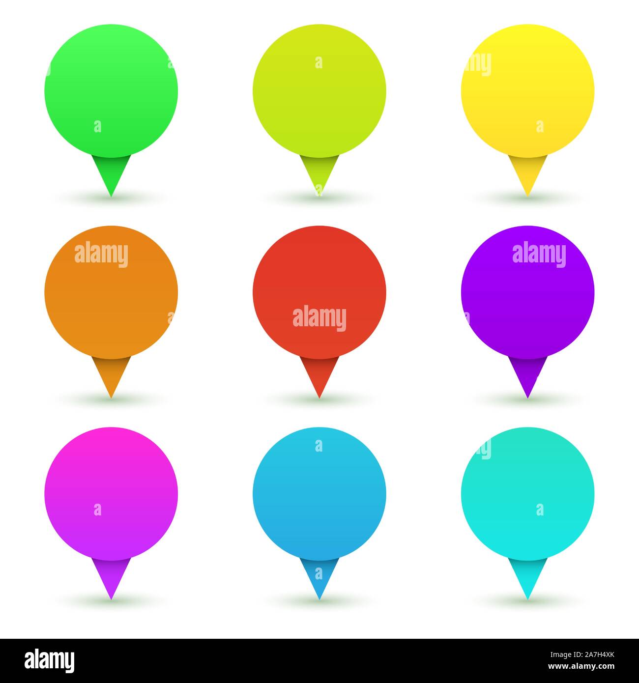 Set of vector location pins. Circle pins isolated. Colored infographic ...