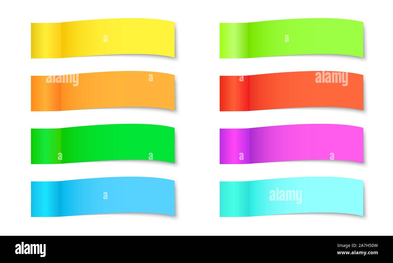 Set of colored paper stickers - vector illustration. Blank color ...