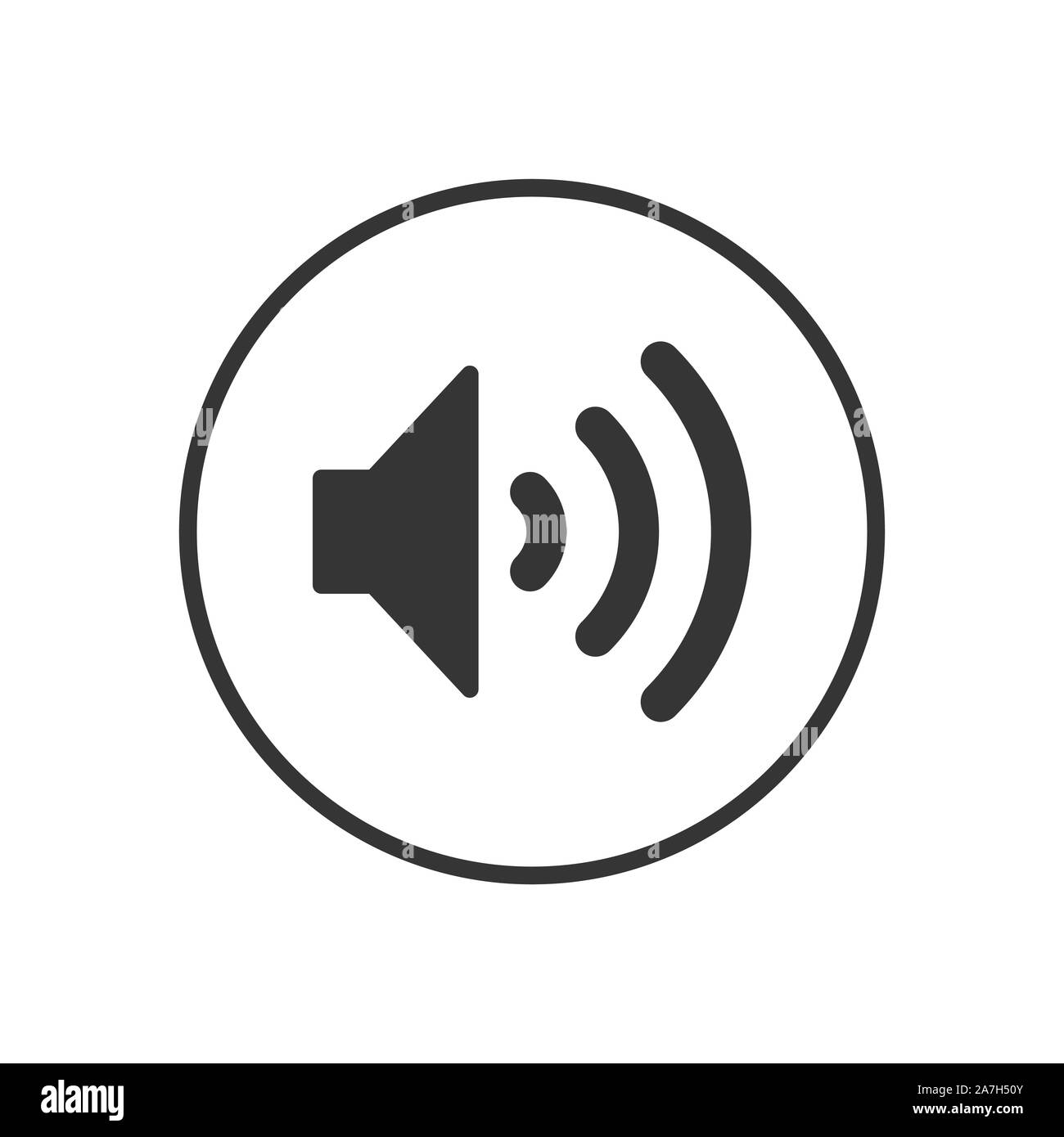 Vector volume icon in a circle. Black volume sound button isolated ...