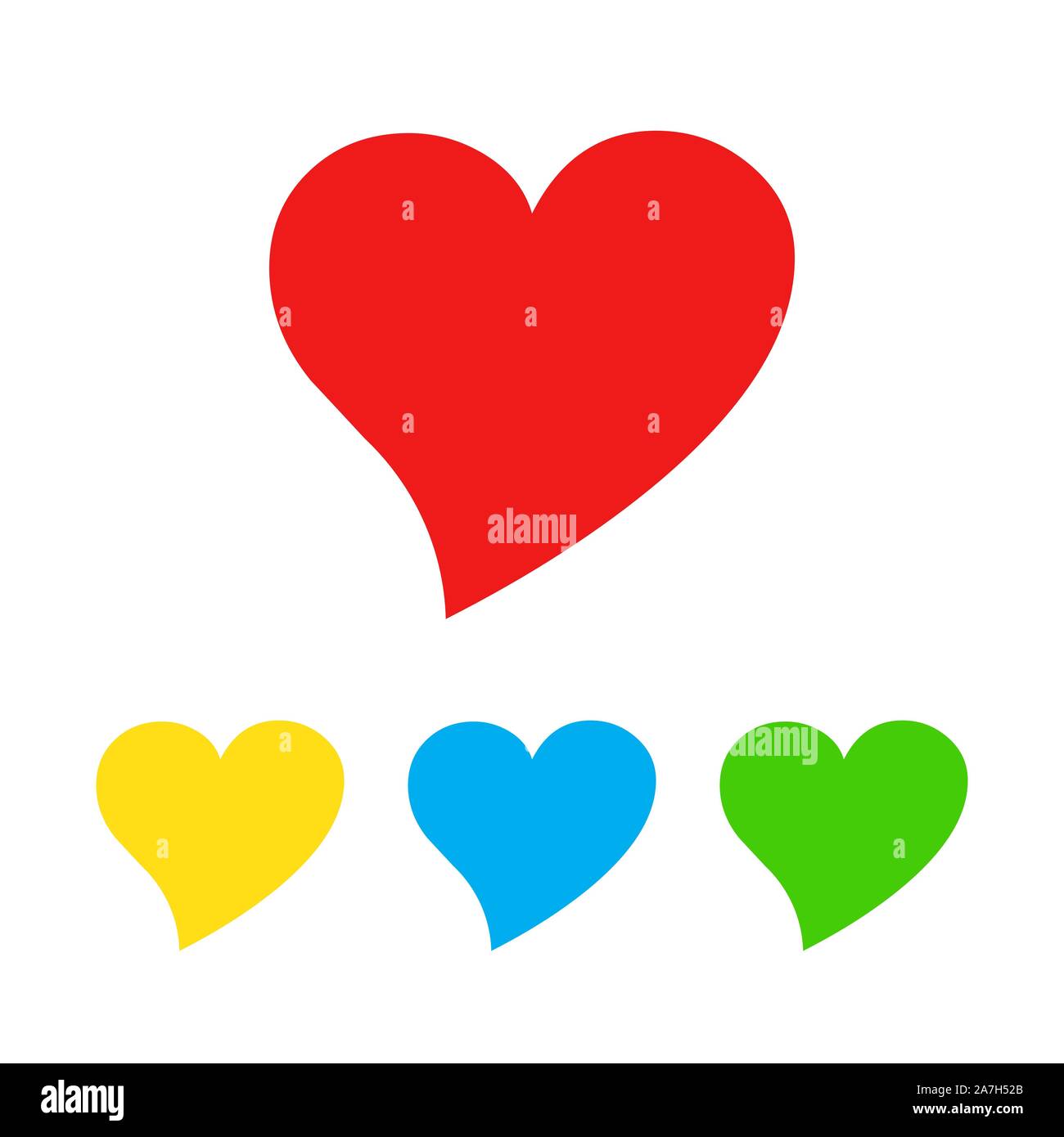 Set of colored Heart icons. Vector Heart icon. Heart shape in flat ...
