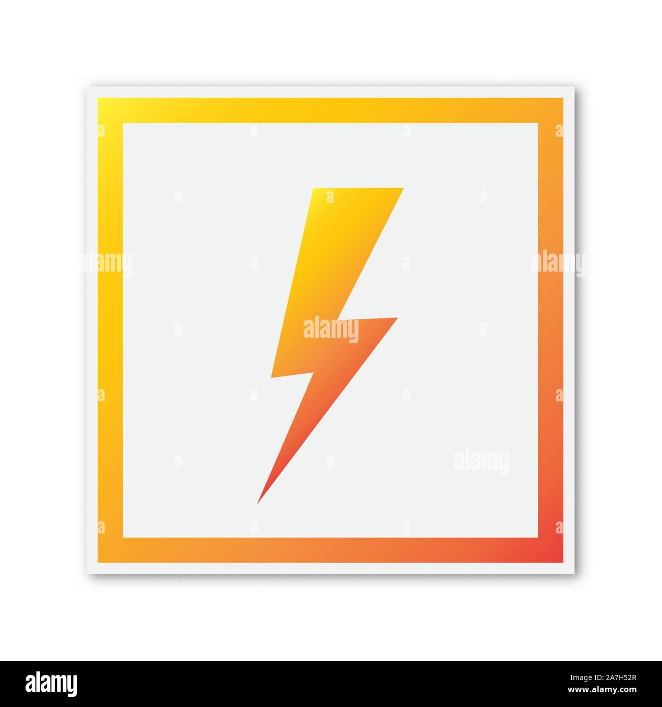 Vector Lightning icon. Paper sticker isolated. Danger or warning symbol ...