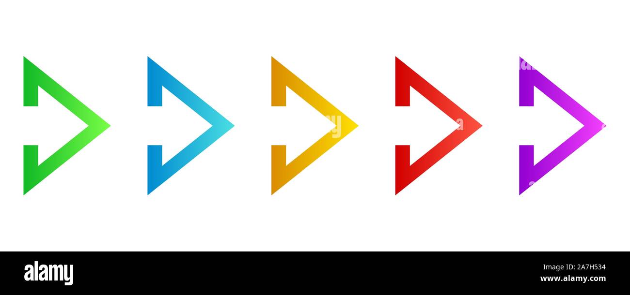 Set of colorful arrows. Arrow icon isolated. Color vector arrows to ...